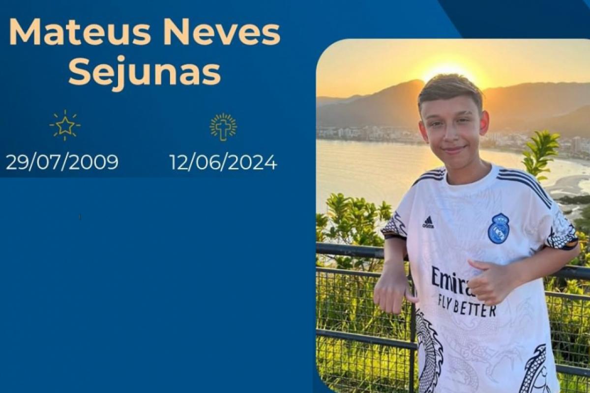 Estudante Mateus Neves Sejunas morre aos 14 anos em Jacareí