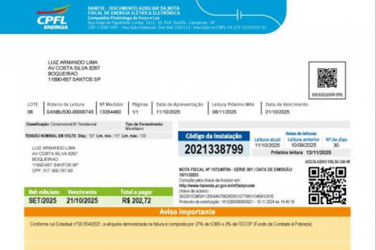 CPFL muda modelo da conta de energia a partir de 1º de outubro